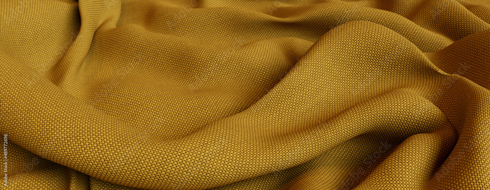 Mustard Yellow Cloth with Ripples and Folds. Tactile Surface Background ...