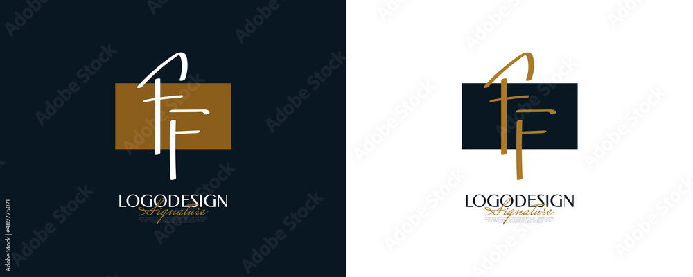Initial F and F Logo Design with Elegant and Minimalist Handwriting ...