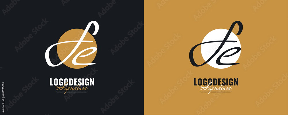 Initial F and E Logo Design with Elegant and Minimalist Handwriting ...