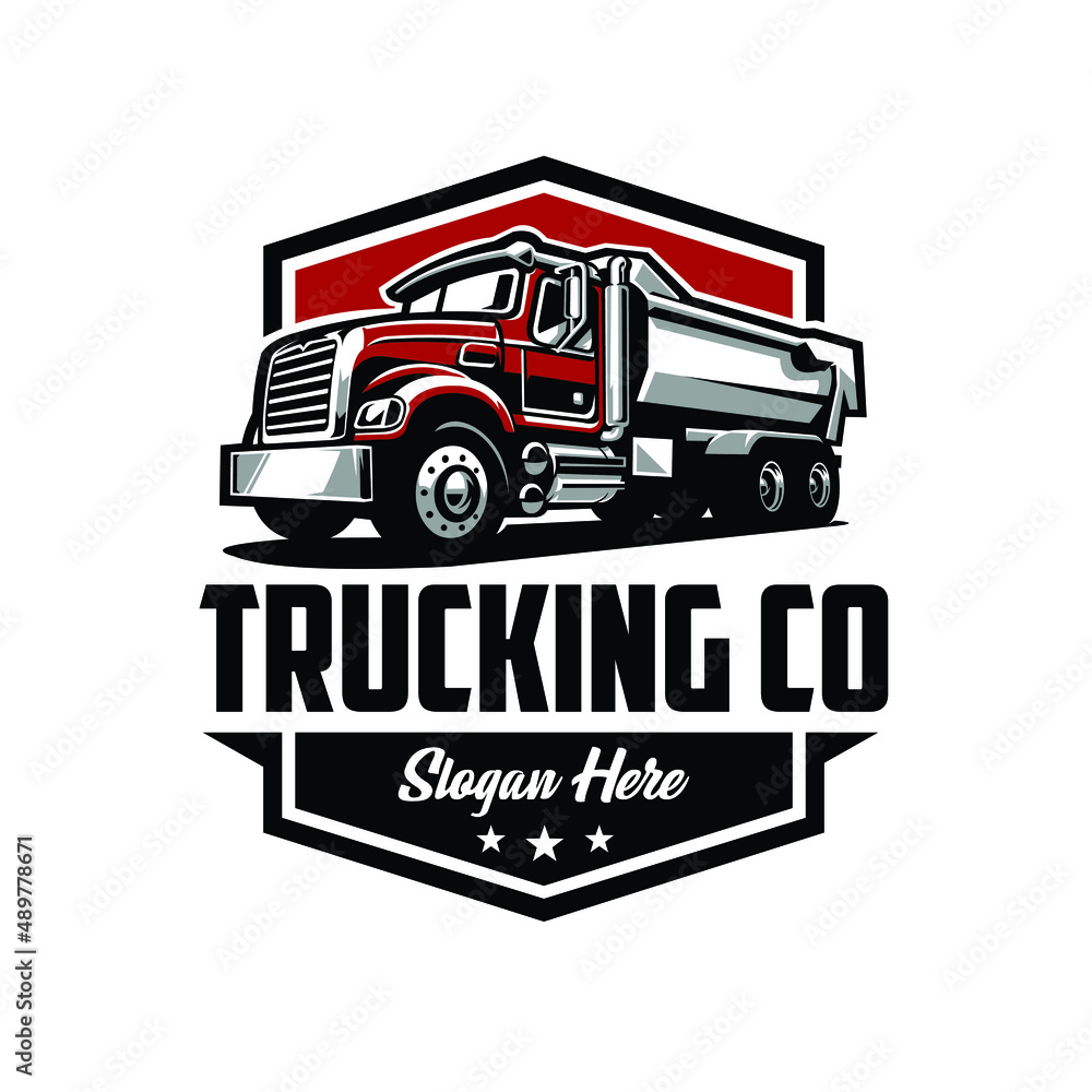 Dump truck company emblem logo vector isolated. Best for dumping and ...