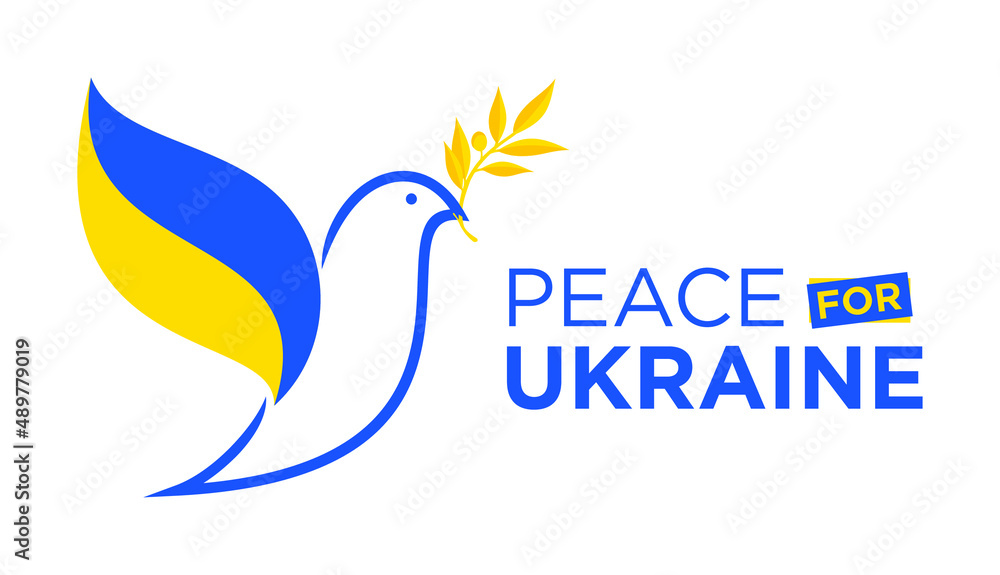 Peace for Ukraine Poster. Banner Design. Peace and Dove Symbol. Logo ...