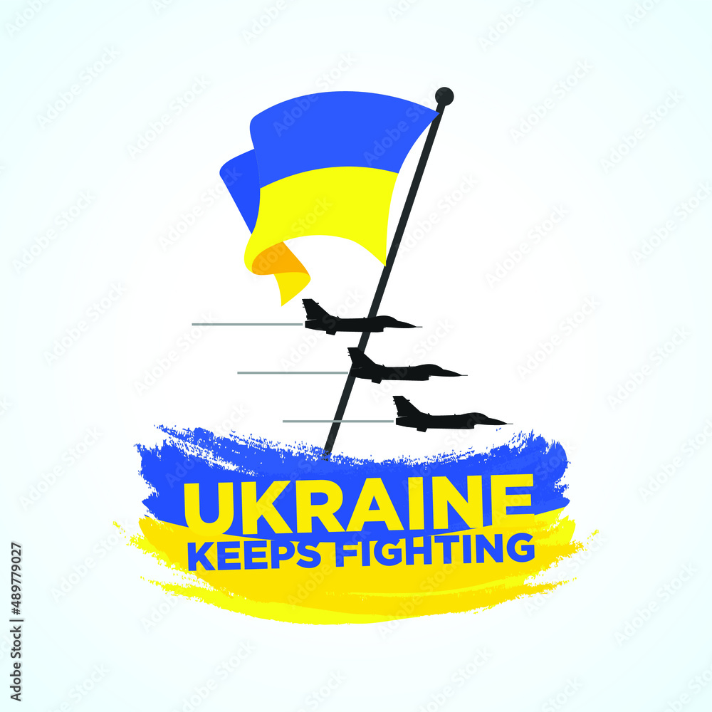 Ukraine Keeps Fighting. Stop War in Ukraine Poster. Banner Design. Logo ...