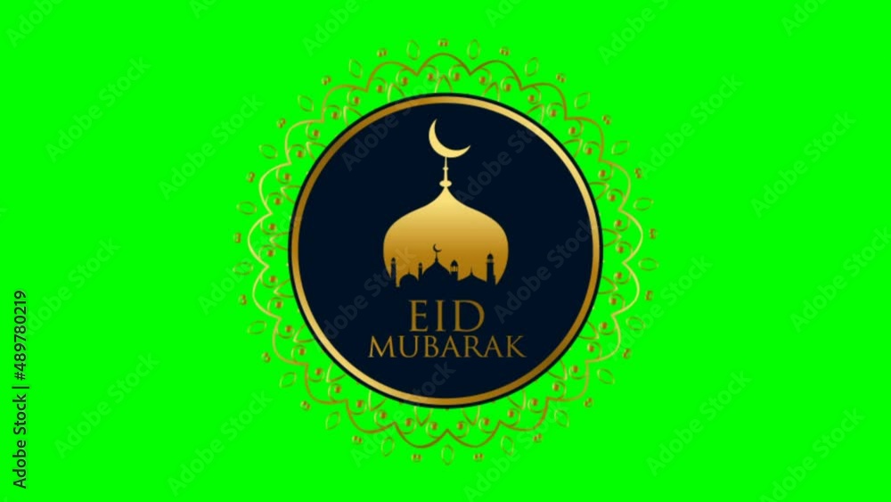 Eid Mubarak Logo on Green Screen Animation Stock Video | Adobe Stock