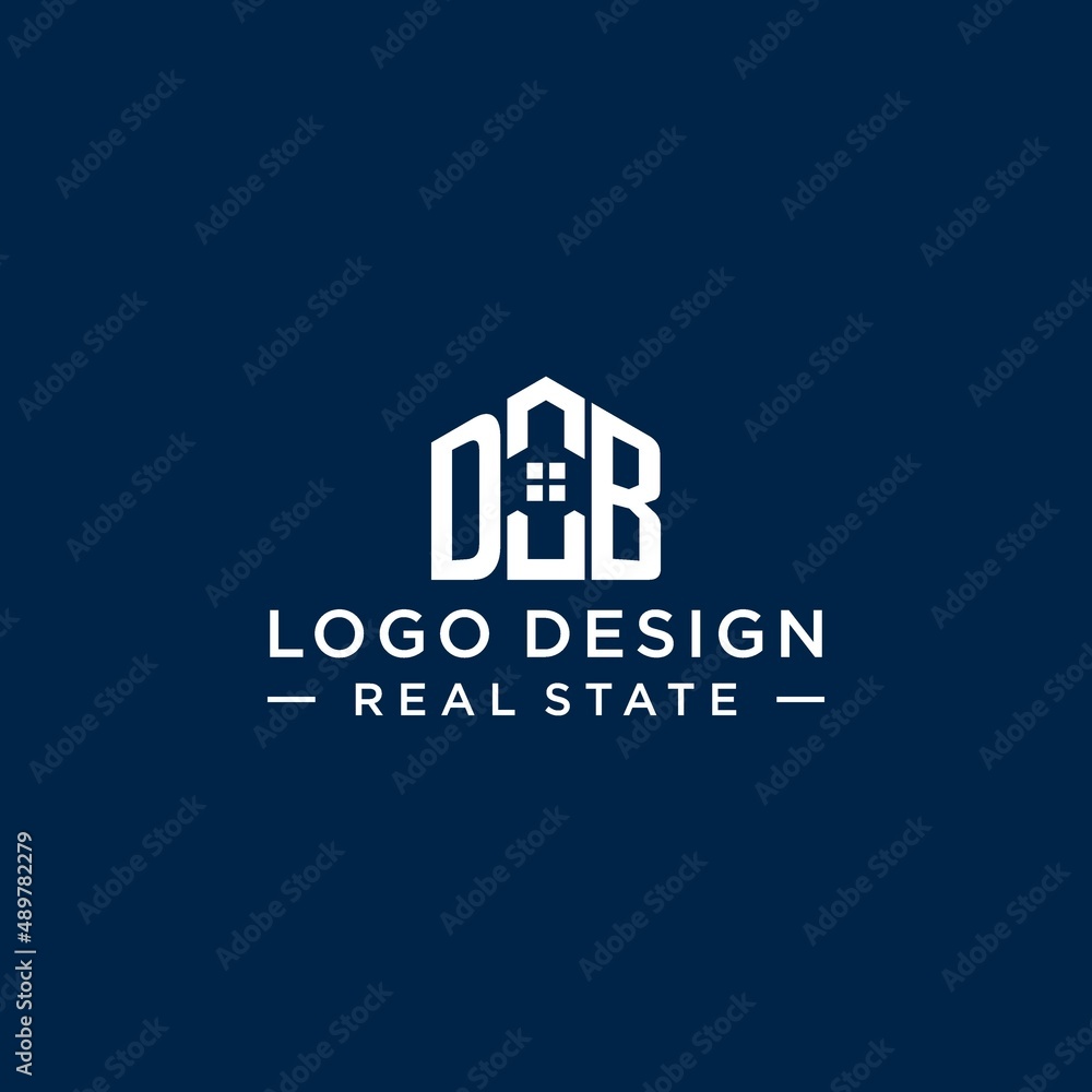 Initial Letter Db Monogram Logo With Abstract House Shape Simple And