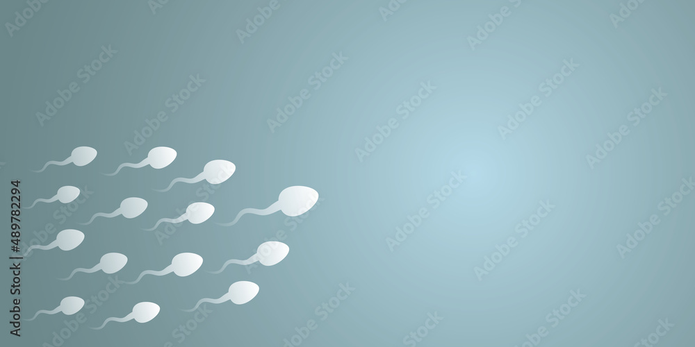 Human sperm cells moving with light on dark background, semen and ...