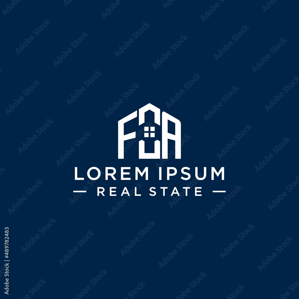 Initial letter FA monogram logo with abstract house shape, simple and ...