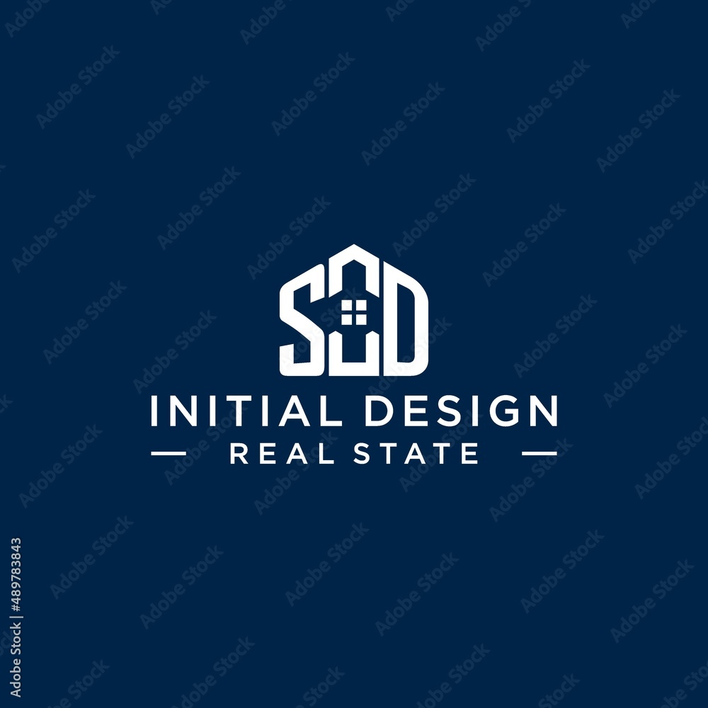 Initial letter SD monogram logo with abstract house shape, simple and ...