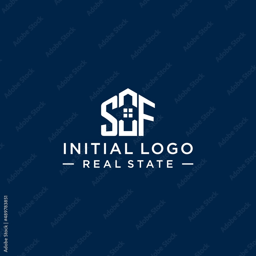Initial letter SF monogram logo with abstract house shape, simple and ...