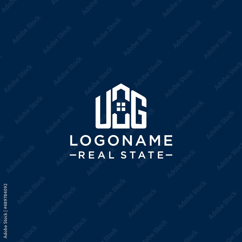 Initial letter UG monogram logo with abstract house shape, simple and ...