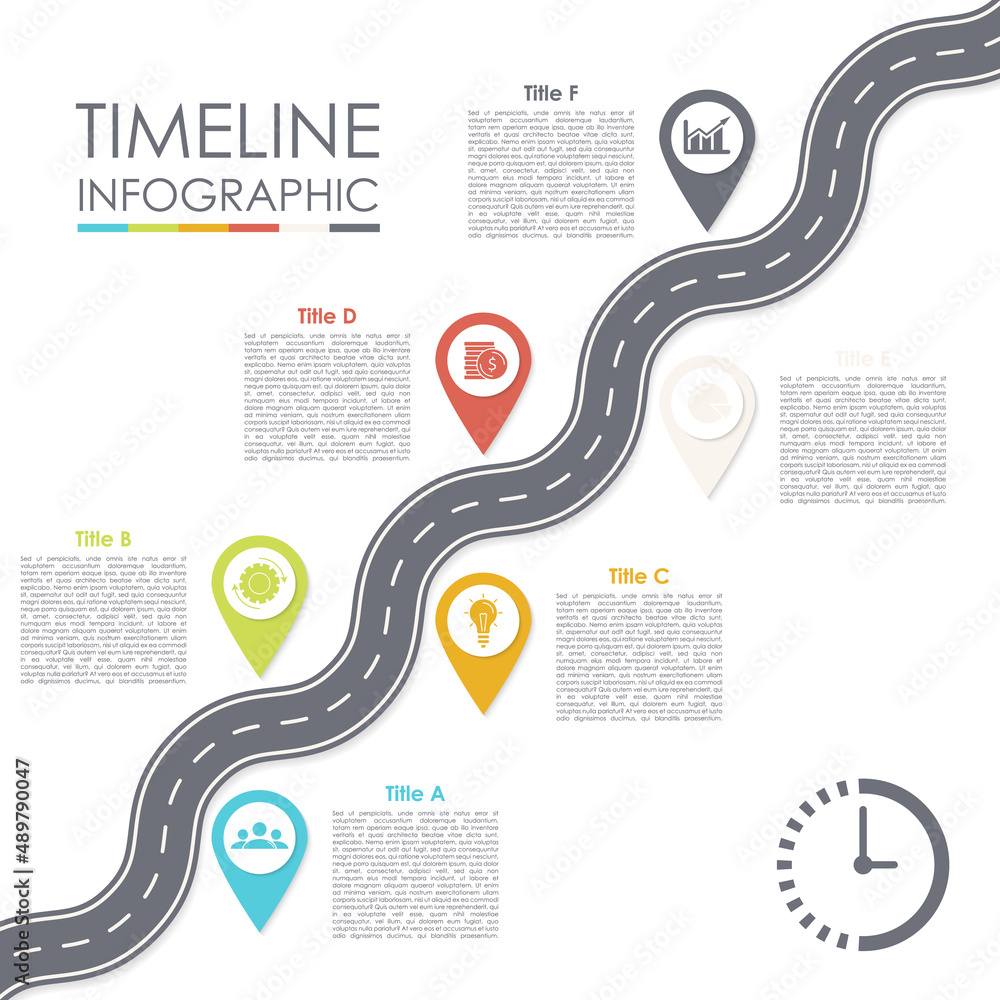 Business road map infographic. Timeline template can be used for modern ...