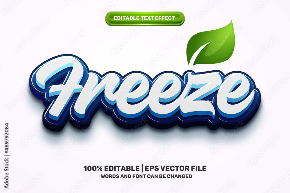 nature fresh freeze fruits 3D logo mock up template Editable text ...