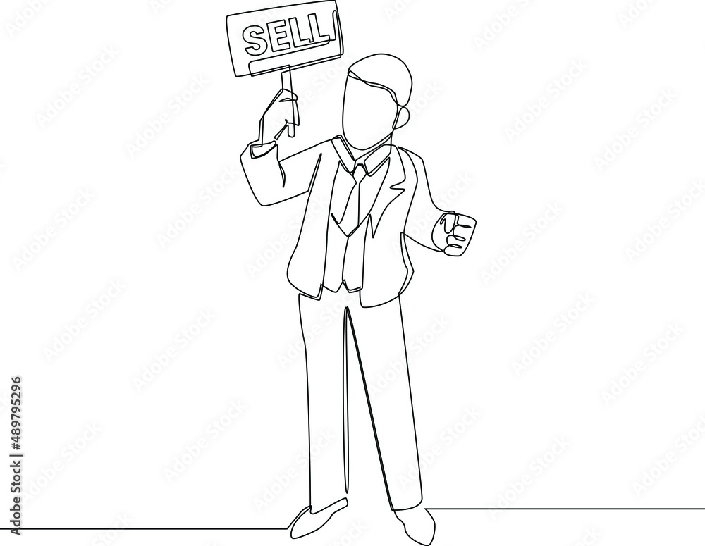 Vetor de Male is promoting his personal selling items on the side of ...