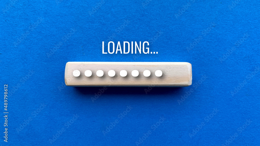 Top view of loading bar with blue texture background.Digital concept ...