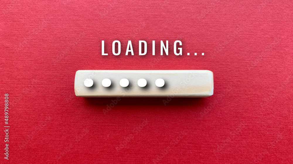 Top view of loading bar with red texture background. Digital concept ...