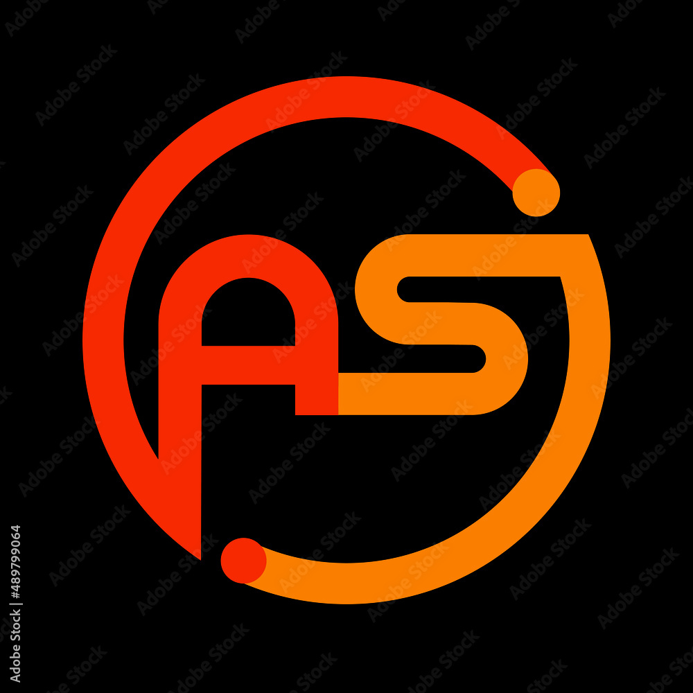 AS letter logo design on Black background. Initial Monogram Letter AS ...
