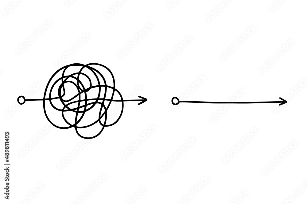 Messy line like hard and easy way. Confusion clarity or path doodle ...
