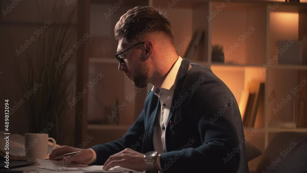 Work fail. Worried man. Lost documents. Busy guy feeling desperate to ...