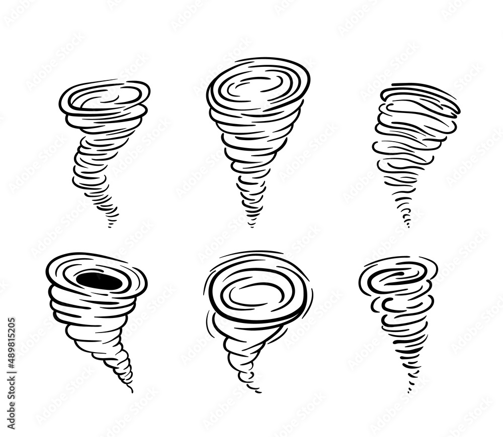 Set of outline silhouette toronado. Collection of destructive natural ...