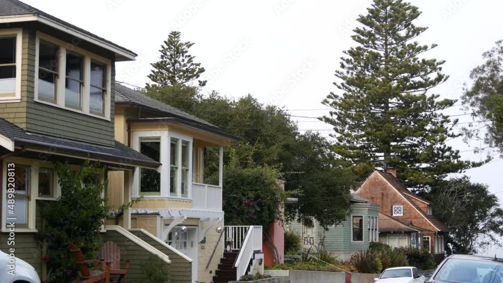 Row of old victorian style houses, historic residential district ...