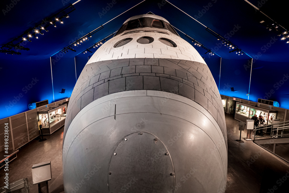 Frontal view of Space Shuttle Enterprise at the Shuttle Pavilion ...