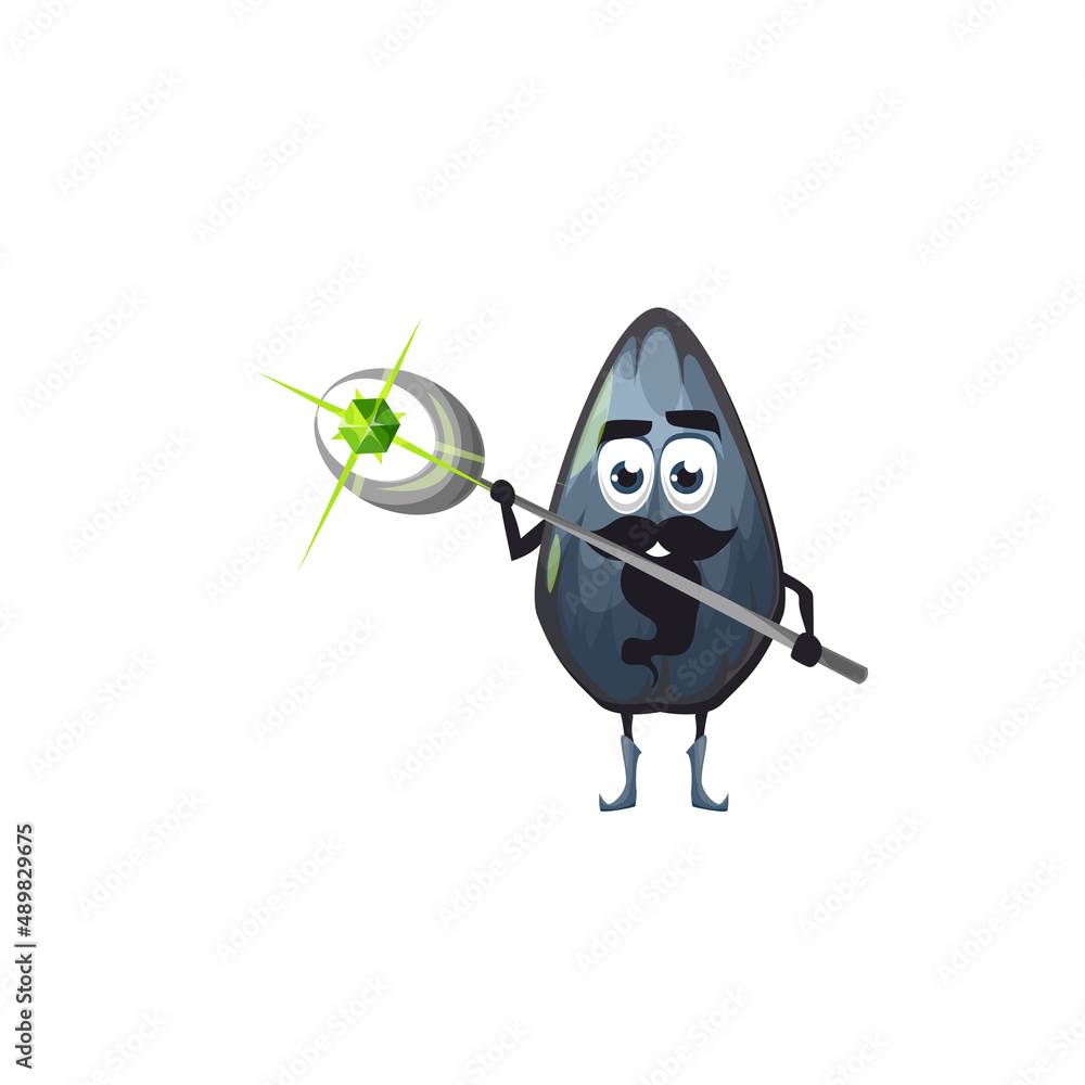 Sunflower seed magician with magic wand or wizard stick cane, vector ...