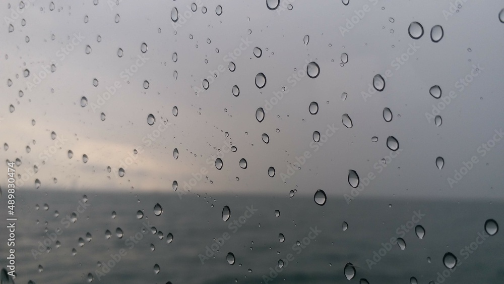 water, rain, drop, drops, glass, window, wet, abstract, blue, liquid ...