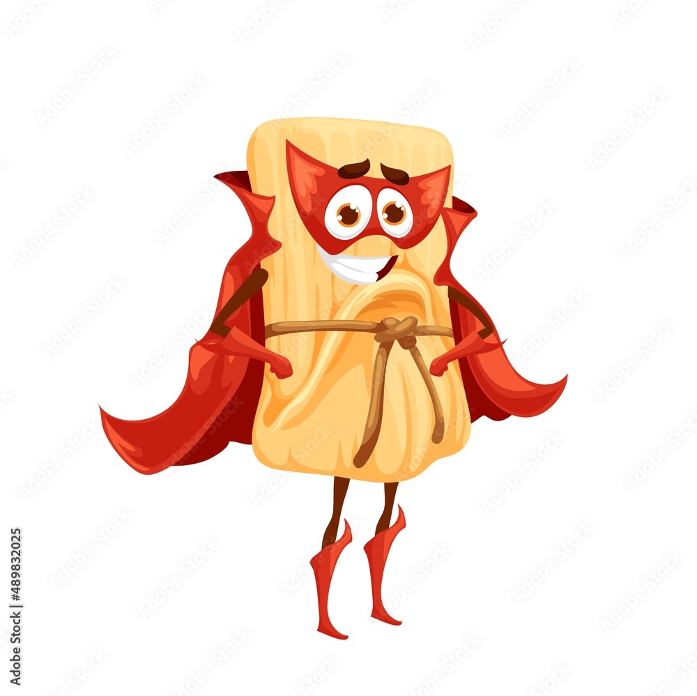Cartoon tamales superhero character. Mexican fast food meal funny ...
