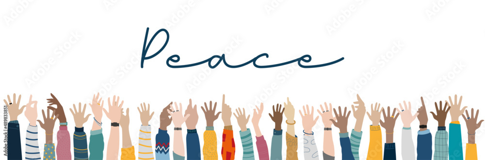 Banner - peace - hands - together Stock Vector | Adobe Stock