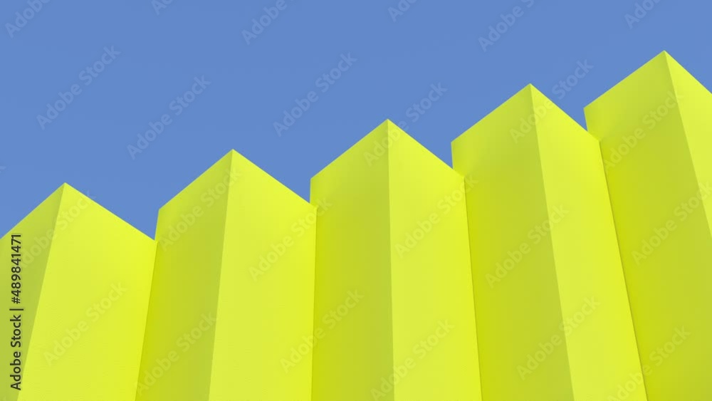 Yellow box Shape architecture building with shadows on sky background ...