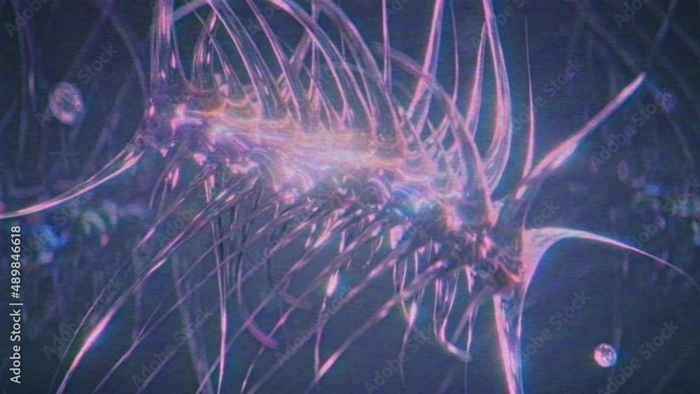 Sci-fi centipede with VHS grain. 80s retrowave futuristic abstraction ...