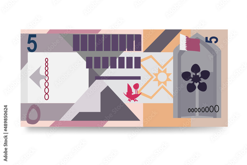 Qatari Rial Vector Illustration. Qatar money set bundle banknotes ...