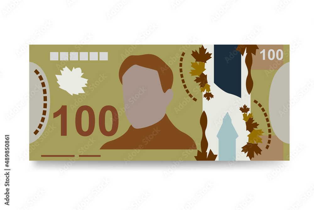 Canadian Dollar Vector Illustration. Canada money set bundle banknotes ...
