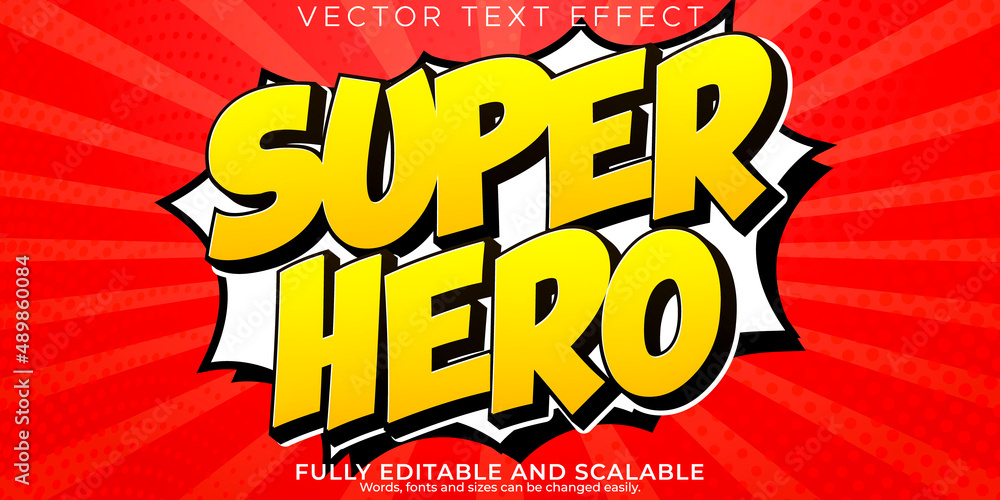 Superhero text effect, editable cartoon and comic text style Stock ...