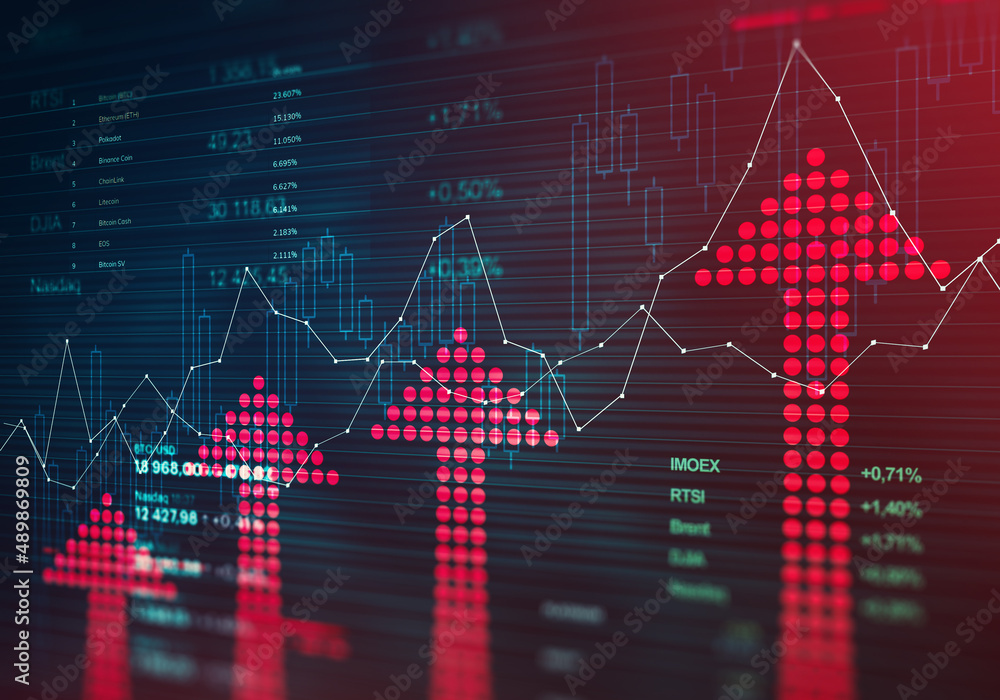 Trading table in business technology concepts. Abstract stock market ...