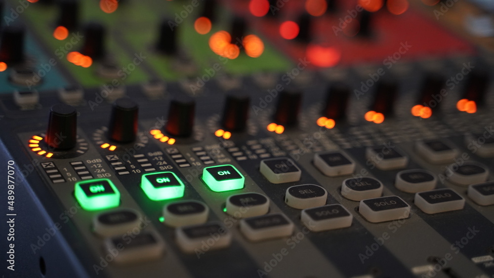 Colored Keys and Green On Keys of Volume Mixer Device Stock Photo ...