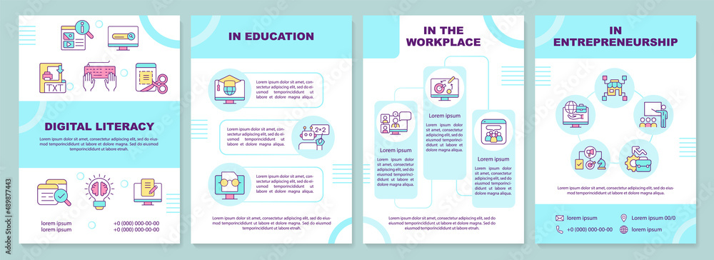 Digital literacy in spheres brochure template. Computing skills ...