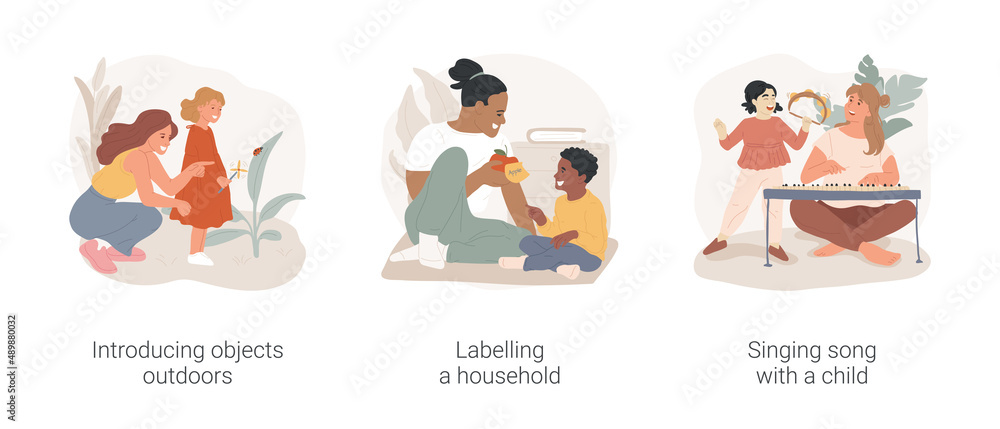 Language and speaking development isolated cartoon vector illustration ...