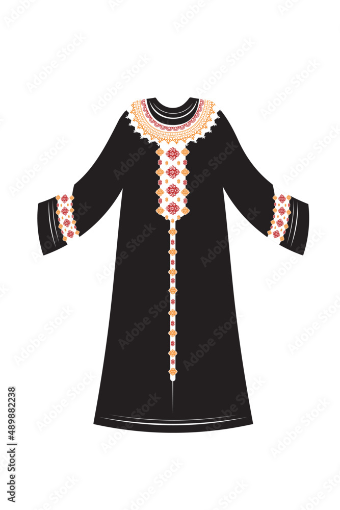 Design of traditional islamic muslim dress for woman, black fashion ...