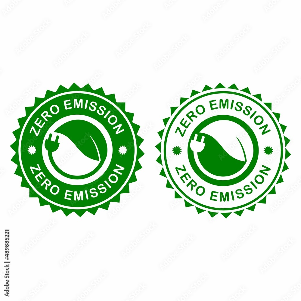 Zero emission vector badge template. This design use leaf symbol. Stock Vector | Adobe Stock