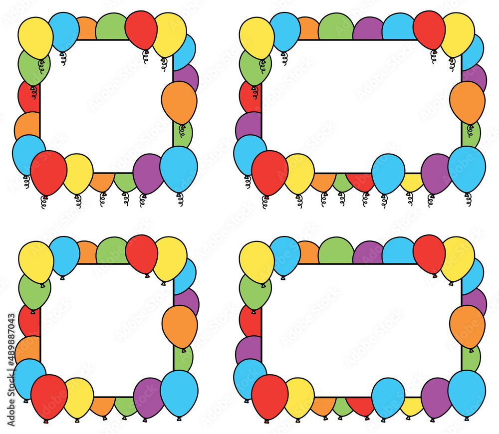 Full Frame Border of Balloons with Blank Card Template Clipart - Color ...