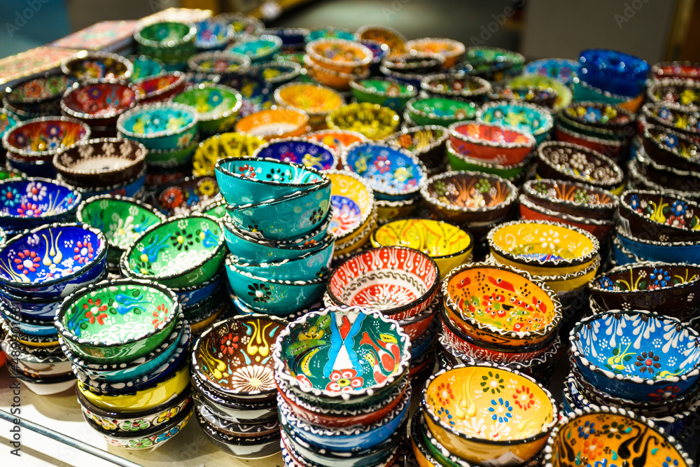 Classical and traditional Turkish colorful ceramics on the Istanbul ...