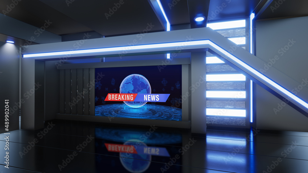 News Studio, Backdrop For TV Shows .TV On Wall.3D Virtual News Studio ...