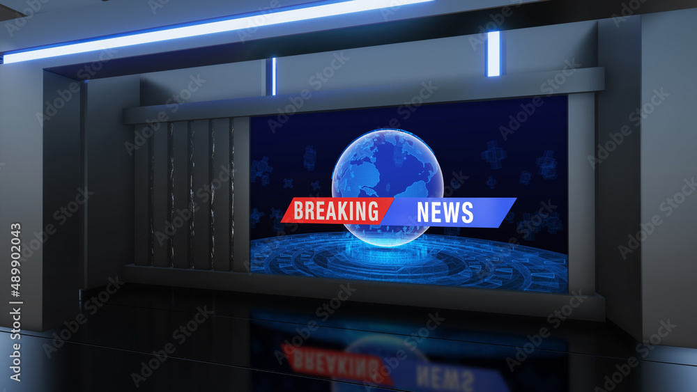 News Studio, Backdrop For TV Shows .TV On Wall.3D Virtual News Studio ...