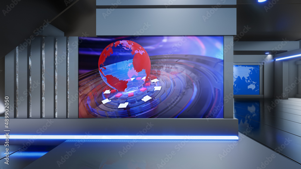 News Studio, Backdrop For TV Shows .TV On Wall.3D Virtual News Studio ...