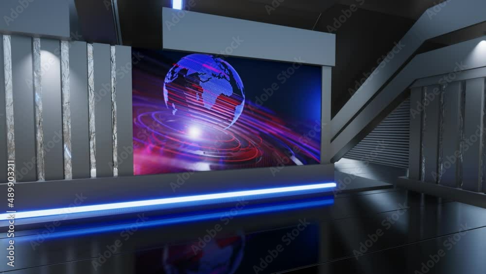 News Studio, Backdrop For TV Shows .TV On Wall.3D Virtual News Studio ...