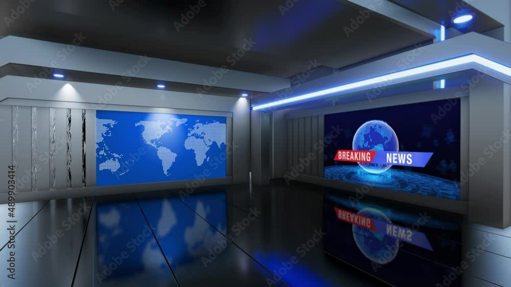 News Studio, Backdrop For TV Shows .TV On Wall.3D Virtual News Studio ...