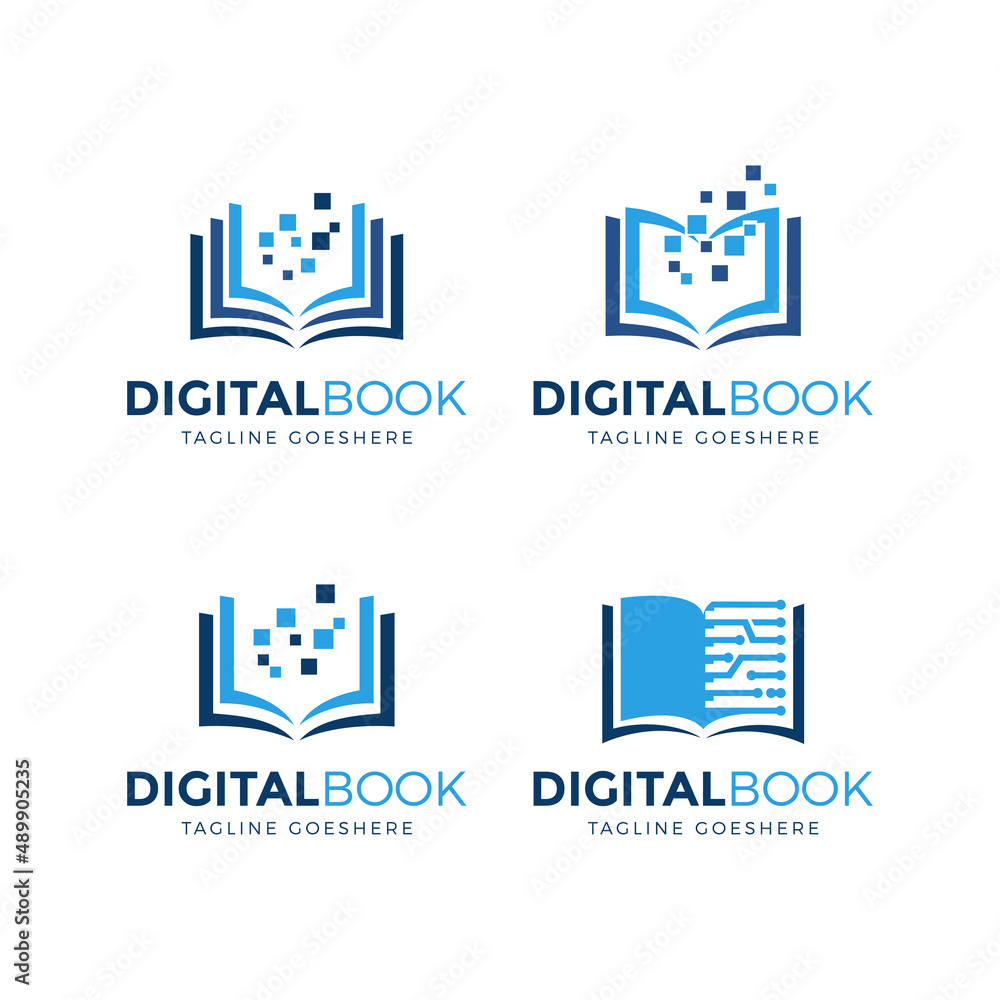set of digital book logo design vector illustration Stock Vector ...