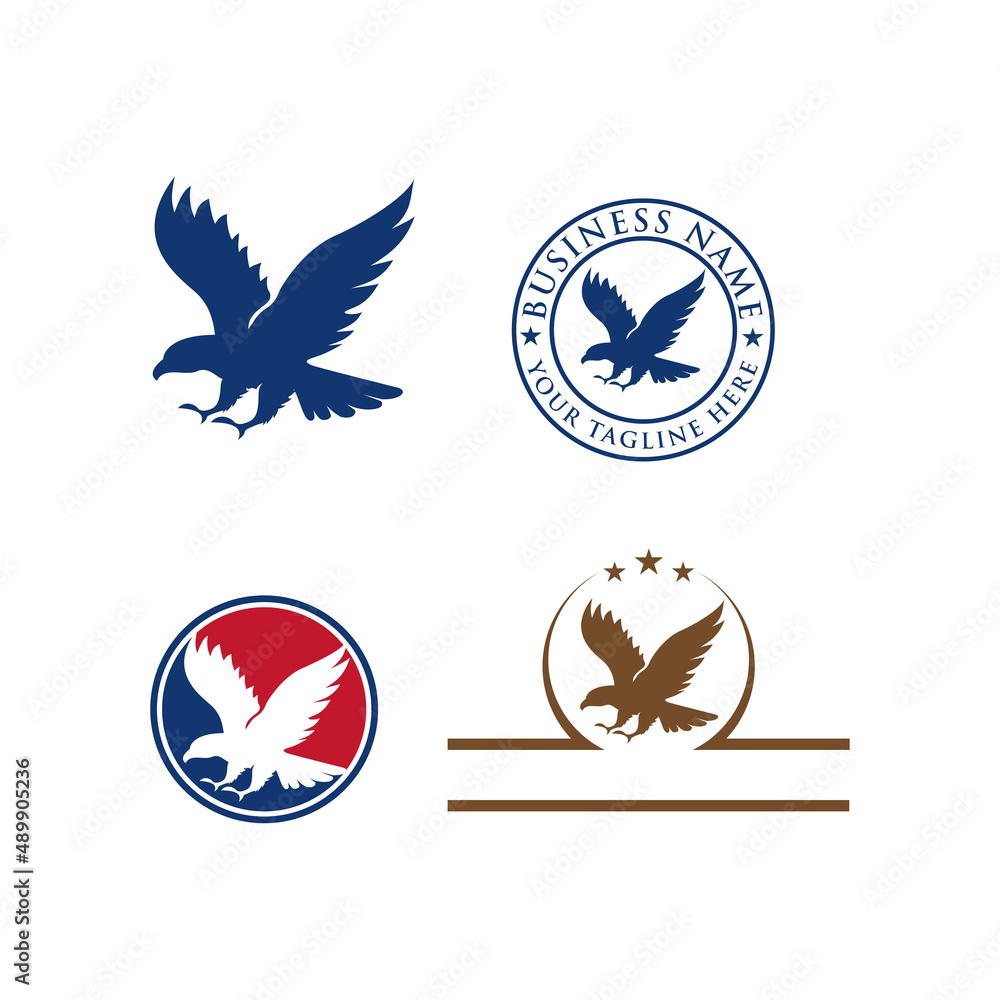set of bird eagle logo design vector illustration Stock Vector | Adobe Stock