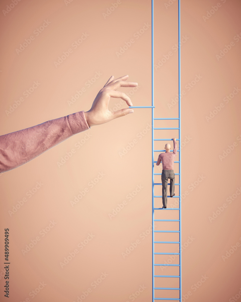Man climbs a ladder. Stock Illustration | Adobe Stock