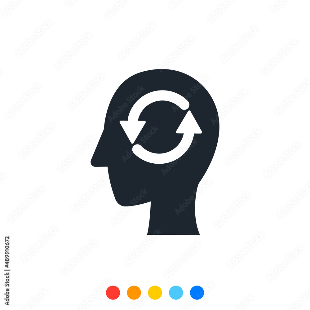Icon of Human head with Rotating arrow. Stock Vector | Adobe Stock